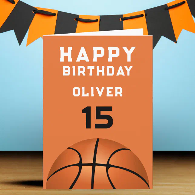 Basketball Ball Sports Boy Happy Birthday Card | Zazzle