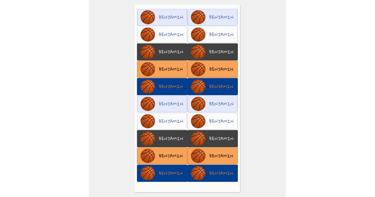 Basketball Ball Sports Name Kids' Labels | Zazzle