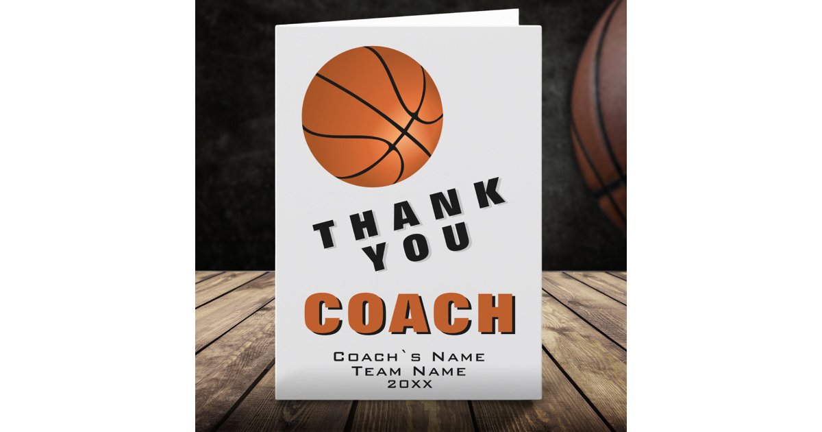 Basketball Ball Thank you Coach Card | Zazzle