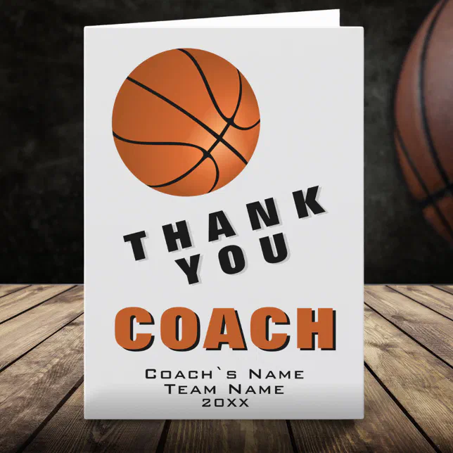 Basketball Ball Thank you Coach Card | Zazzle