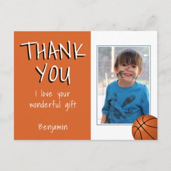 Basketball Balls Boy Photo Thank you Birthday Postcard | Zazzle