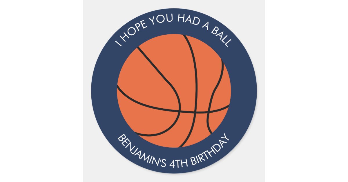 Basketball Birthday Classic Round Sticker | Zazzle