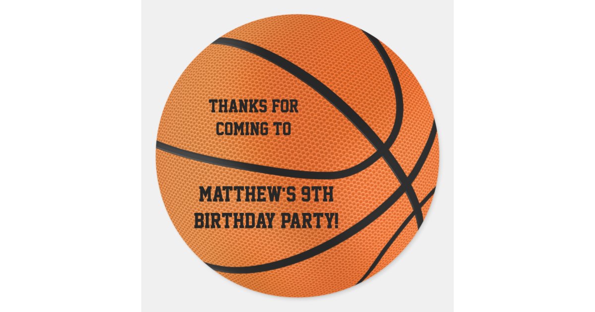 Basketball Birthday Party Favor Stickers | Zazzle