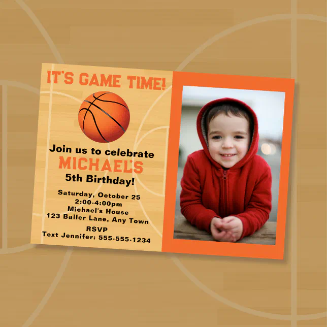 Basketball Birthday Party Invitation | Zazzle