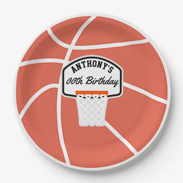 Basketball Birthday Party personalized Paper Plates | Zazzle