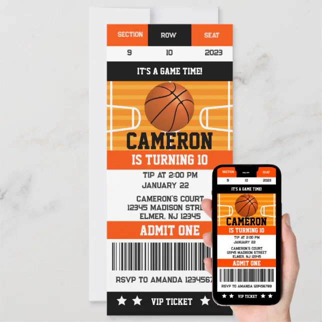 Basketball Birthday Party Ticket Invitation | Zazzle