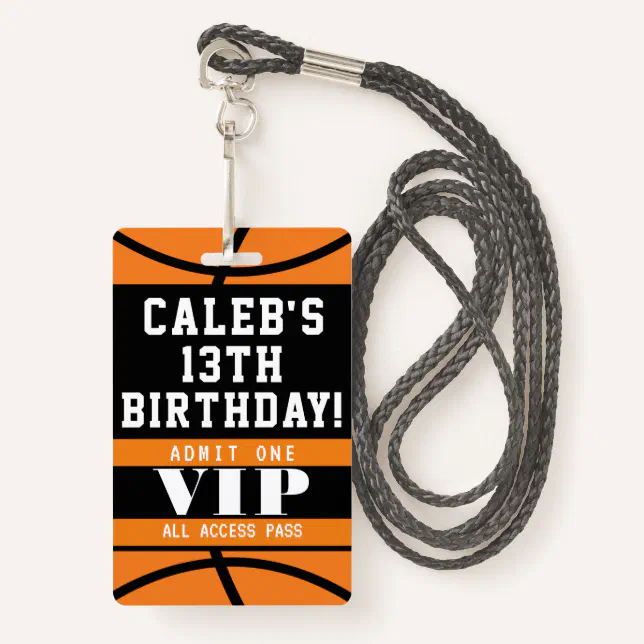 Basketball Birthday Party VIP Pass Badge | Zazzle