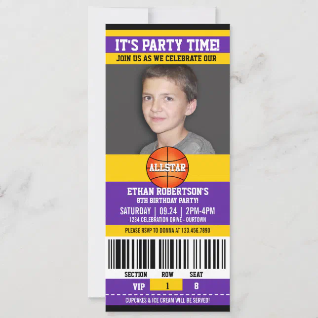 Basketball Birthday Photo Template | Zazzle