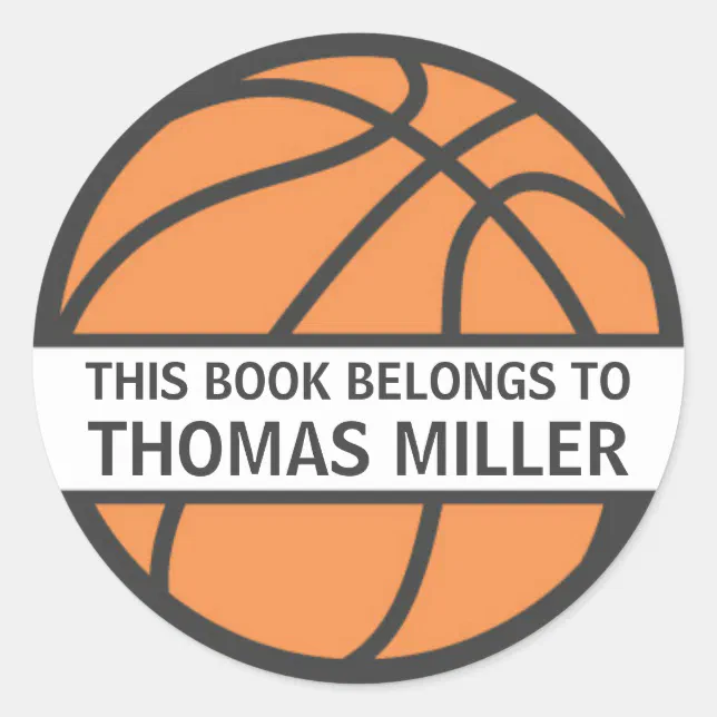 Basketball bookplate stickers for kids | Zazzle