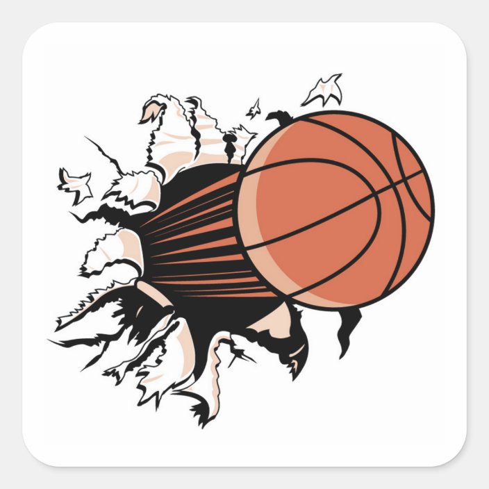 Basketball Burst T-shirts and Gifts Square Sticker | Zazzle.com