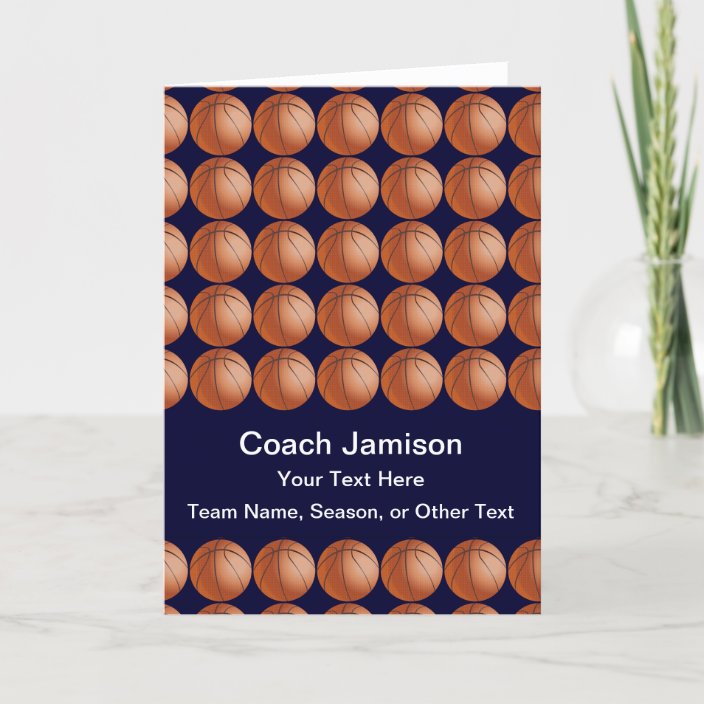 Basketball Card for Coach, Blue, Blank Inside | Zazzle.com