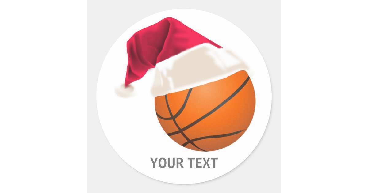 basketball christmas classic round sticker | Zazzle