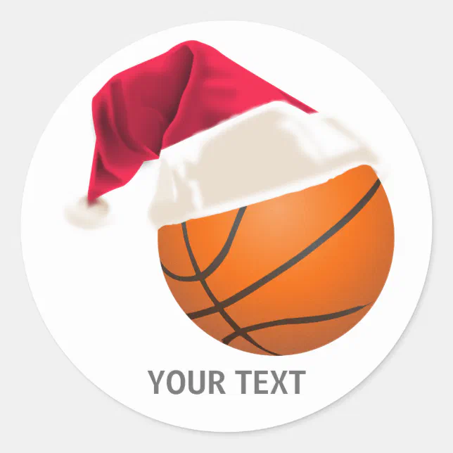 basketball christmas classic round sticker | Zazzle