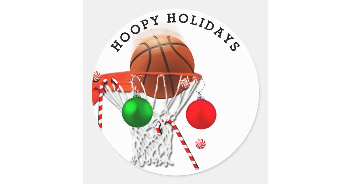 basketball Christmas Classic Round Sticker | Zazzle