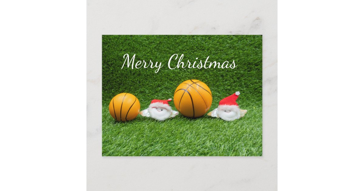 Basketball Christmas Holiday card with Santa Claus | Zazzle