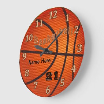 Basketball Clocks with Name and Jersey NUMBER | Zazzle