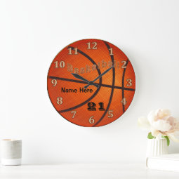 Basketball Clocks with Name and Jersey NUMBER | Zazzle