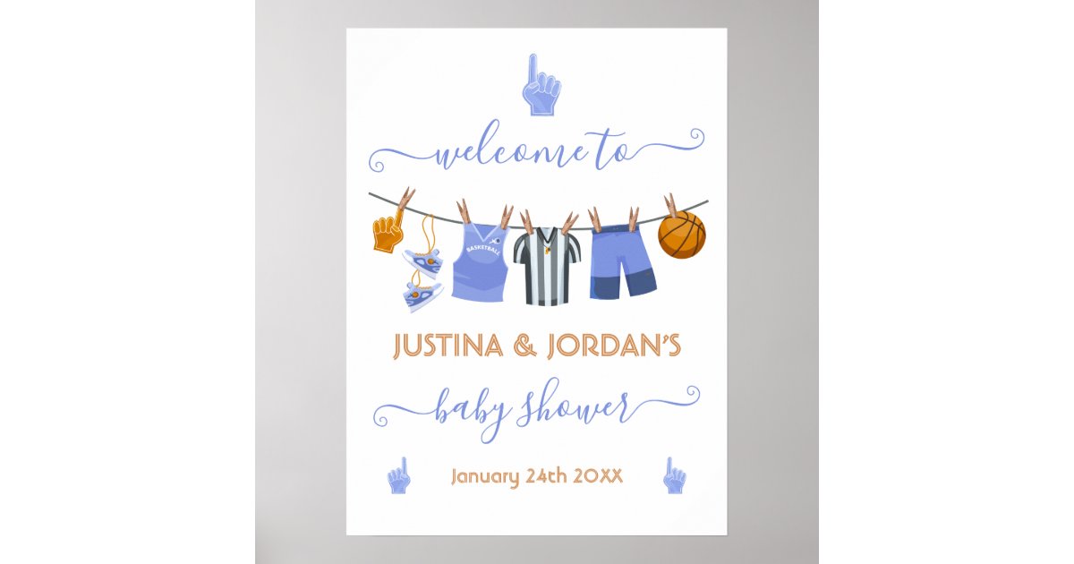Basketball Clothesline Baby Shower Welcome Sign | Zazzle