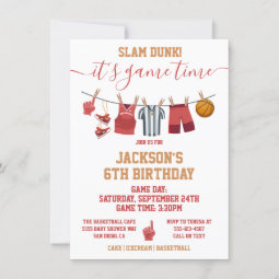 Basketball Clothesline Birthday party Invitation | Zazzle