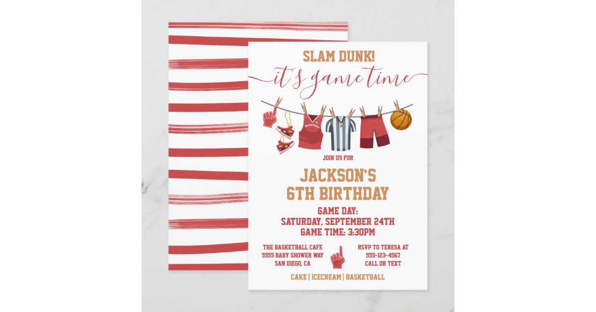 Basketball Clothesline Birthday party Invitation | Zazzle