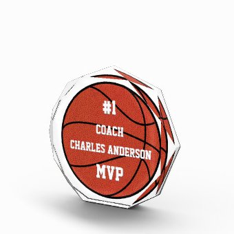 Basketball Coach Or Team Player MVP Acrylic Award | Zazzle