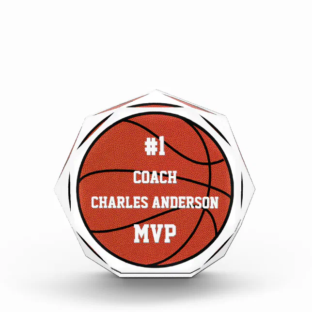 Basketball Coach Or Team Player MVP Acrylic Award | Zazzle