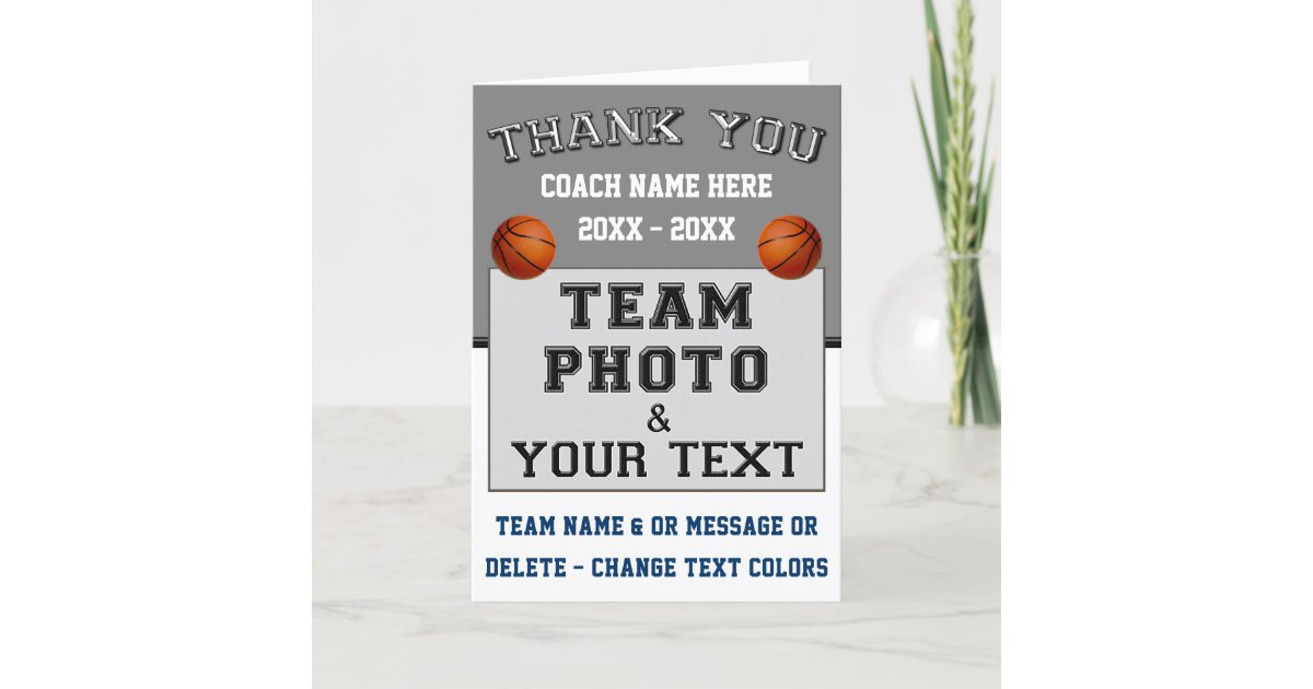 Basketball Coach Thank You Card, Personalized Card | Zazzle
