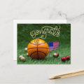 Basketball Congratulations with flag of America Postcard | Zazzle