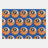 Basketball Custom Monogram Name Wrapping Paper Sheets | Zazzle