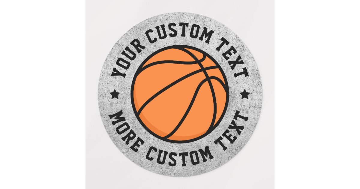 Basketball custom text labels | Zazzle