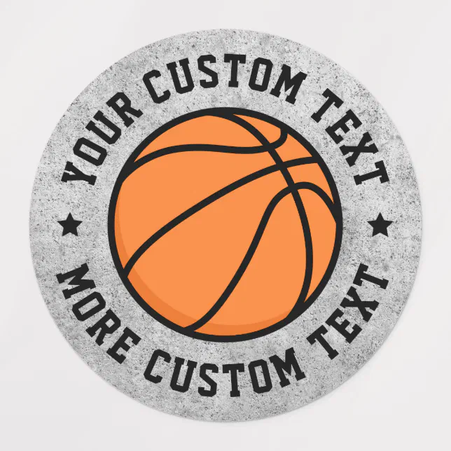 Basketball custom text labels | Zazzle