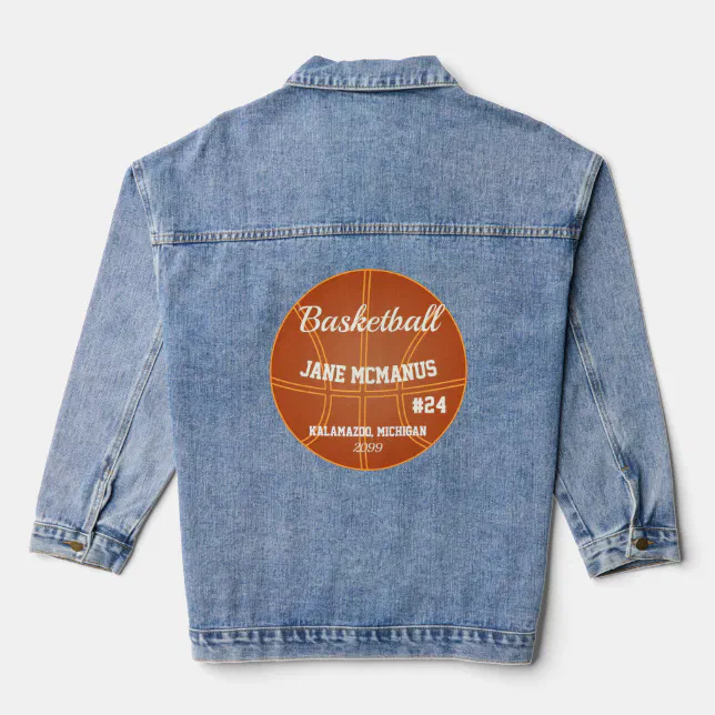 Basketball Denim Jacket | Zazzle
