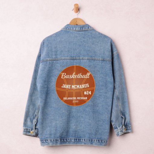 Basketball Denim Jacket | Zazzle
