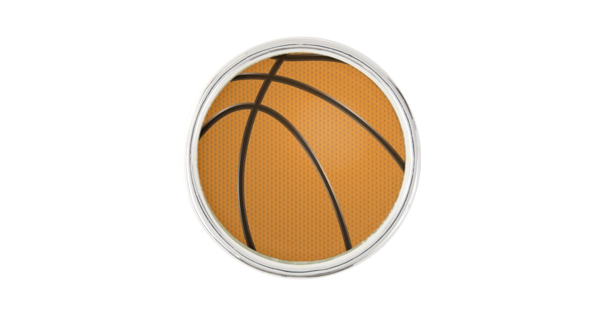 Basketball Design in Traditional Orange and Black Lapel Pin | Zazzle