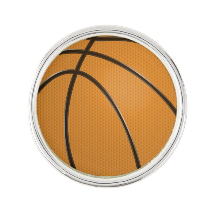 Basketball Design in Traditional Orange and Black Lapel Pin | Zazzle