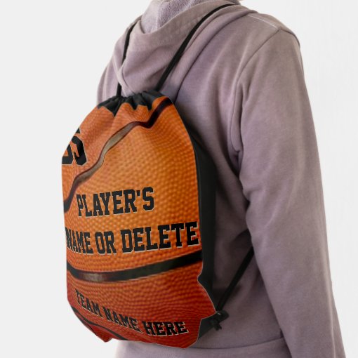 Basketball Drawstring Backpack Bags, 3 Text Boxes | Zazzle