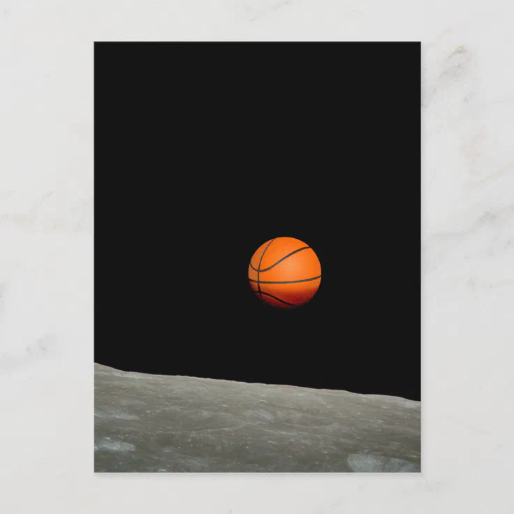 basketball earth from moon space universe postcard | Zazzle