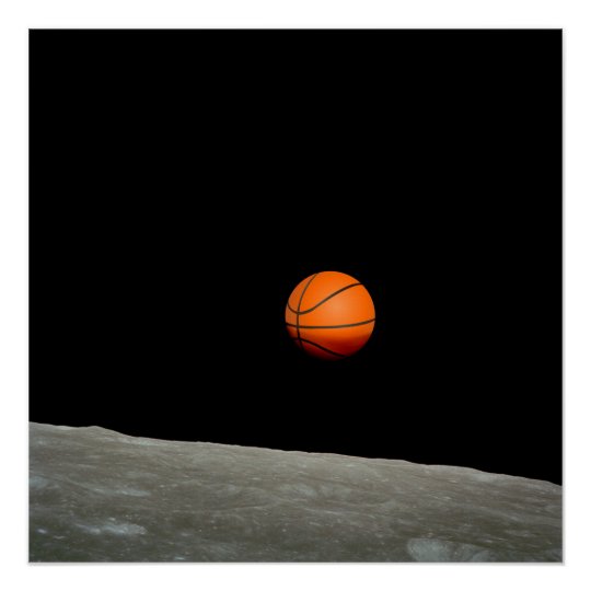 basketball earth from moon space universe poster | Zazzle.com