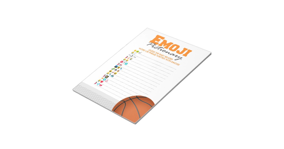 Basketball Emoji Pictionary Baby Shower Game Pack Notepad | Zazzle