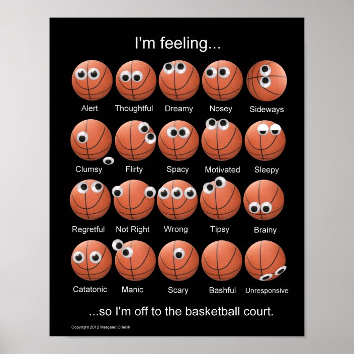 Basketball Emotions, Faces, Funny Poster | Zazzle.com