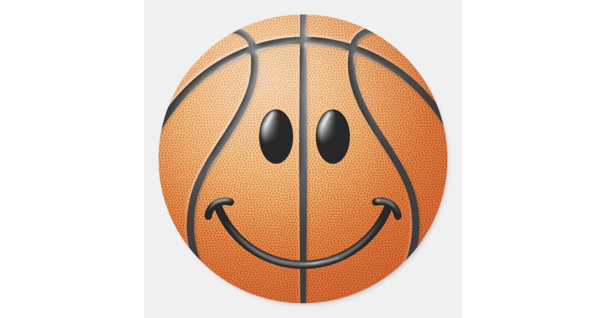 Basketball Face Classic Round Sticker | Zazzle