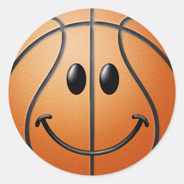 Basketball Face Classic Round Sticker | Zazzle