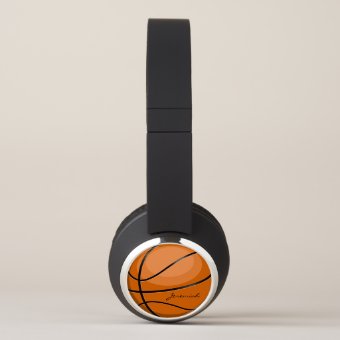 Basketball Fan Custom Name Headphones | Zazzle