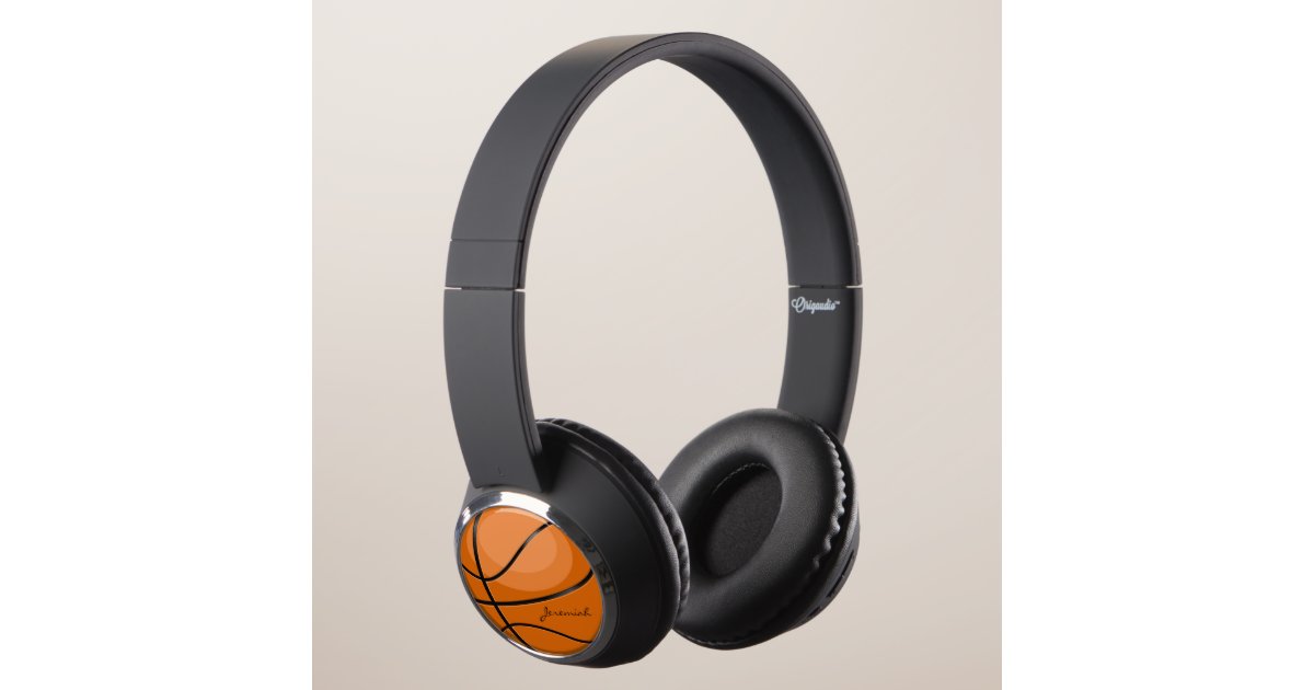 Basketball Fan Custom Name Headphones | Zazzle