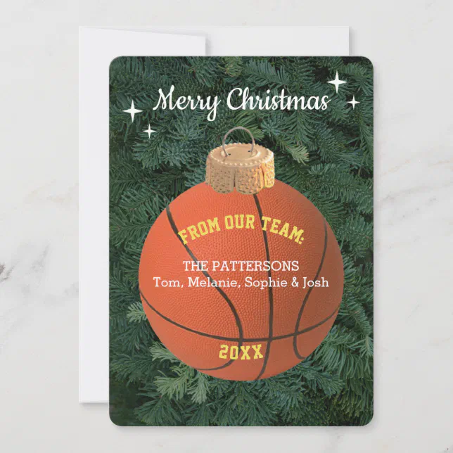 Basketball Fan Ornament Christmas Card | Zazzle