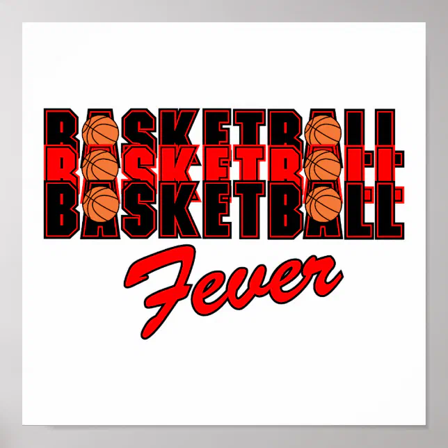 basketball fever red and black design poster | Zazzle