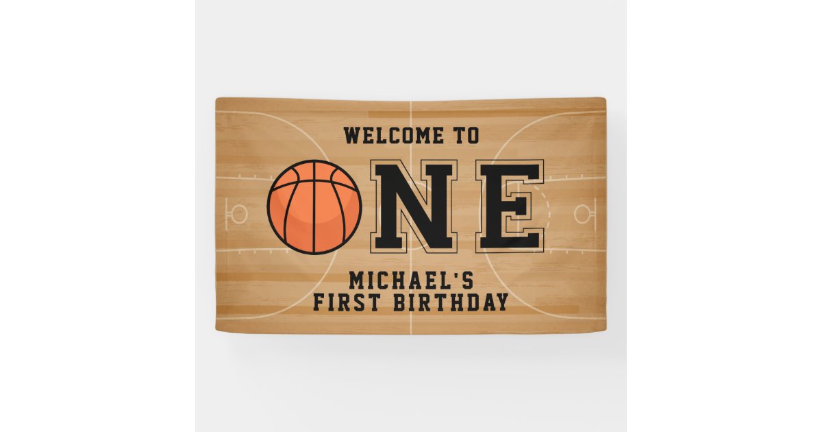 Basketball First Birthday Banner | Zazzle