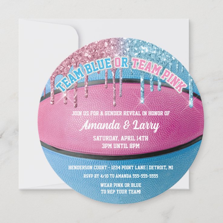 Basketball Gender Reveal Invitation | Zazzle