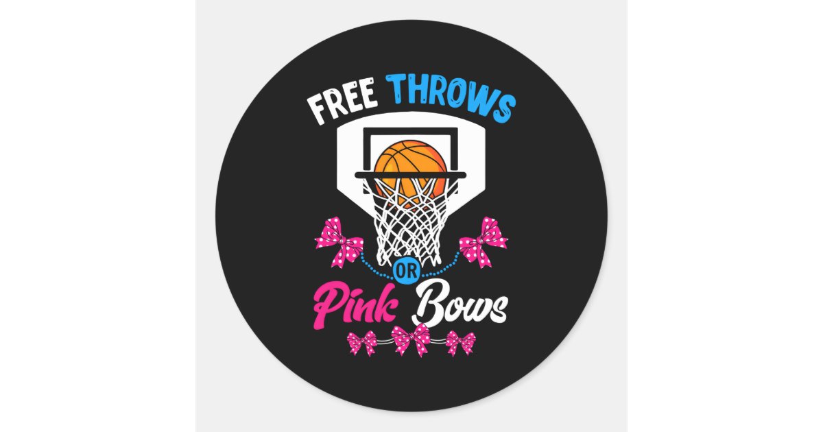 Basketball Gender Reveal Py Free Throws Or K Bows Classic Round Sticker ...