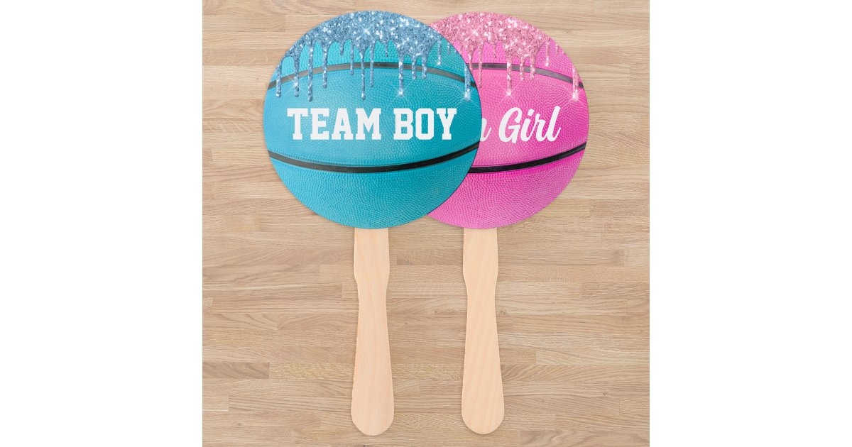 Basketball Gender Reveal Voting Hand Fan | Zazzle